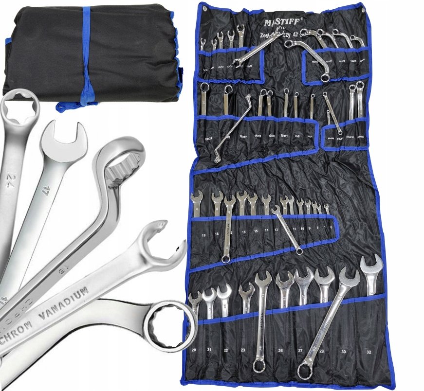 KLUCZE PŁASKO-OCZKOWE NAC SP-47-S ODGIĘTE TYPU C TORX 47 SZT. DUŻY ...