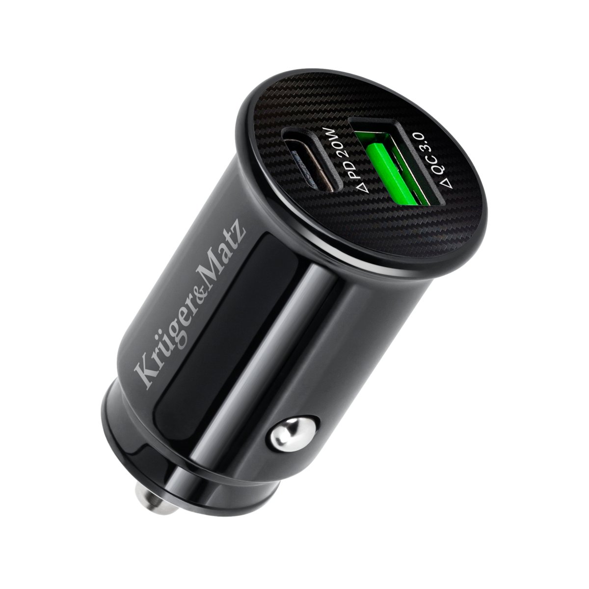 KM0870 Ładowarka samochodowa Kruger&Matz dual USB 3100 mA z funkcją Quick Charge 3.0 i Power ...
