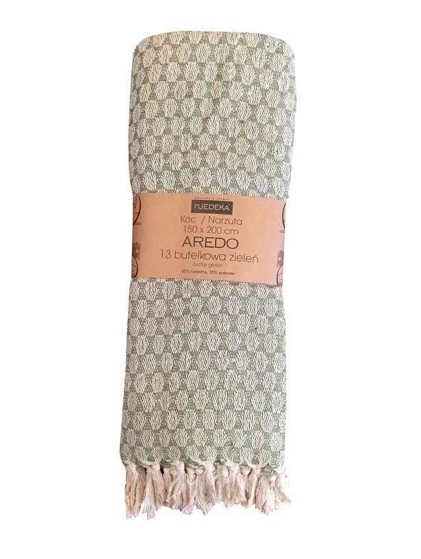 KOC 150x200 BAWEŁNIANY dekoracyjny narzuta pled z frędzlami boho AREDO ...