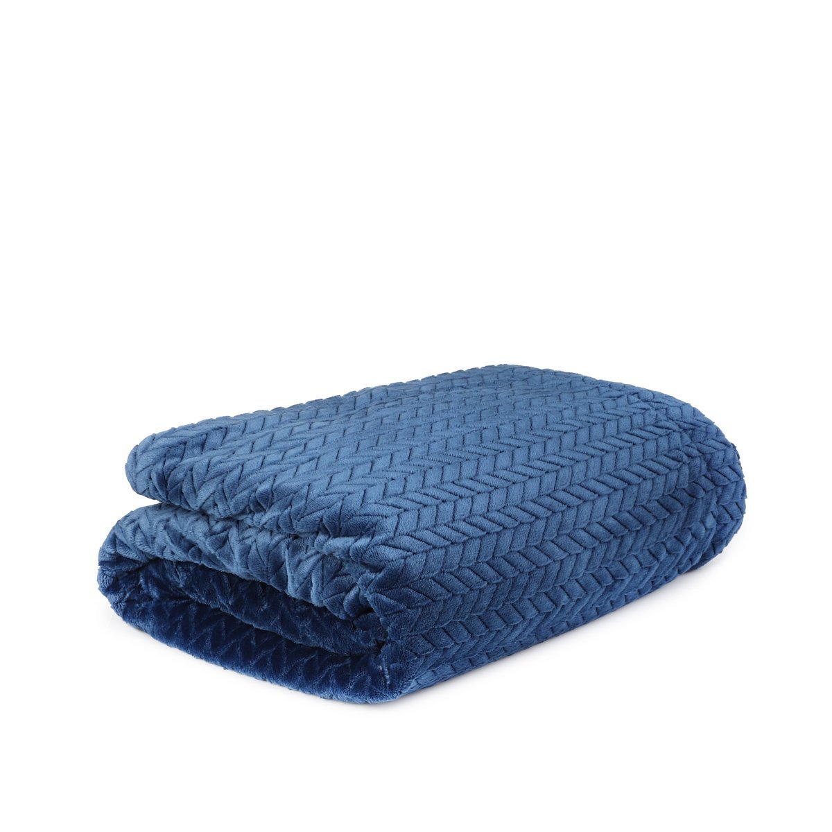 Koc LAREN granatowy w jodełkę 150x200 cm HOMLA - Homla | Sklep EMPIK.COM