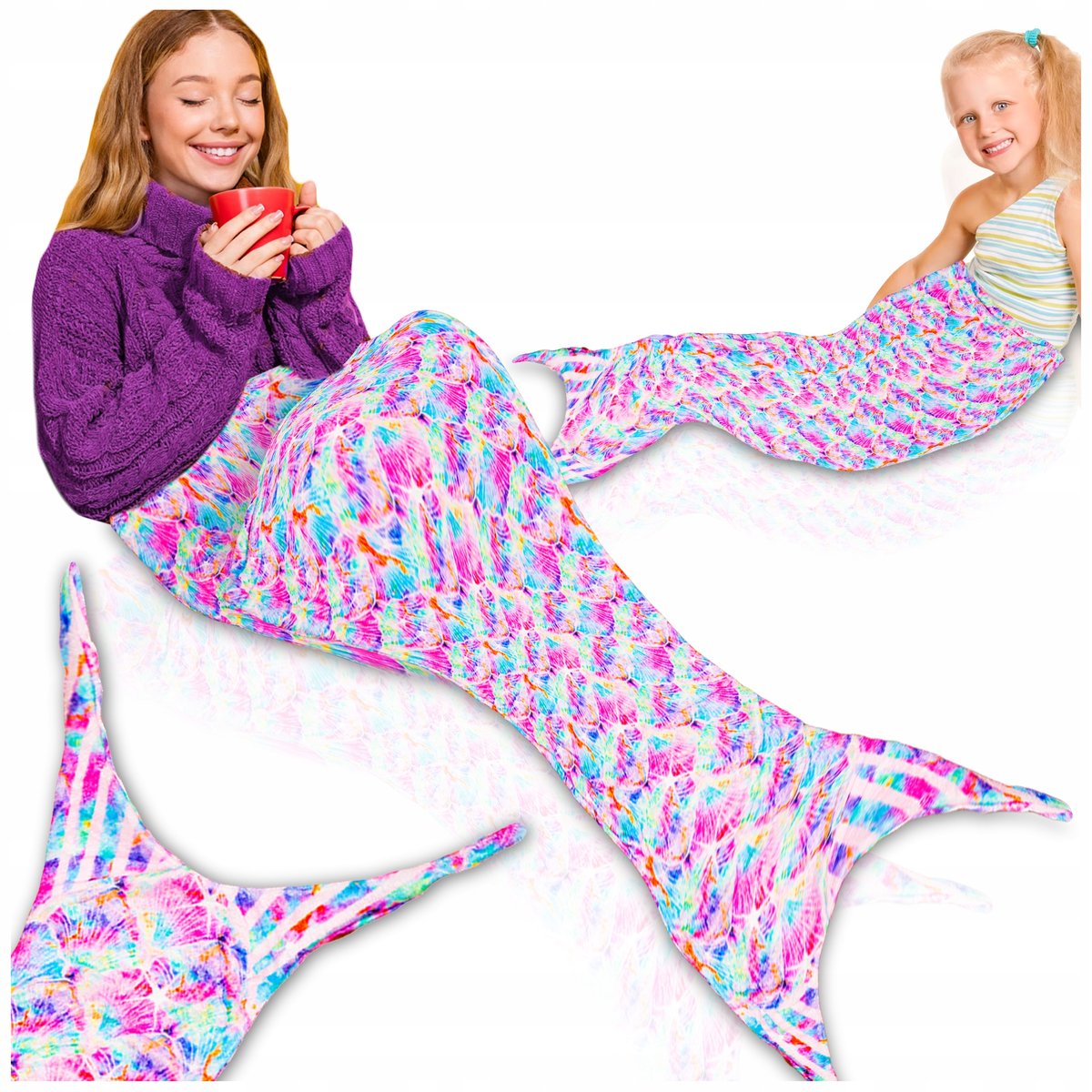 KOC OGON SYRENY MIĘKKI SYRENI ŚPIWÓR OTULACZ KOCYK TĘCZOWY DLA DZIECI ...