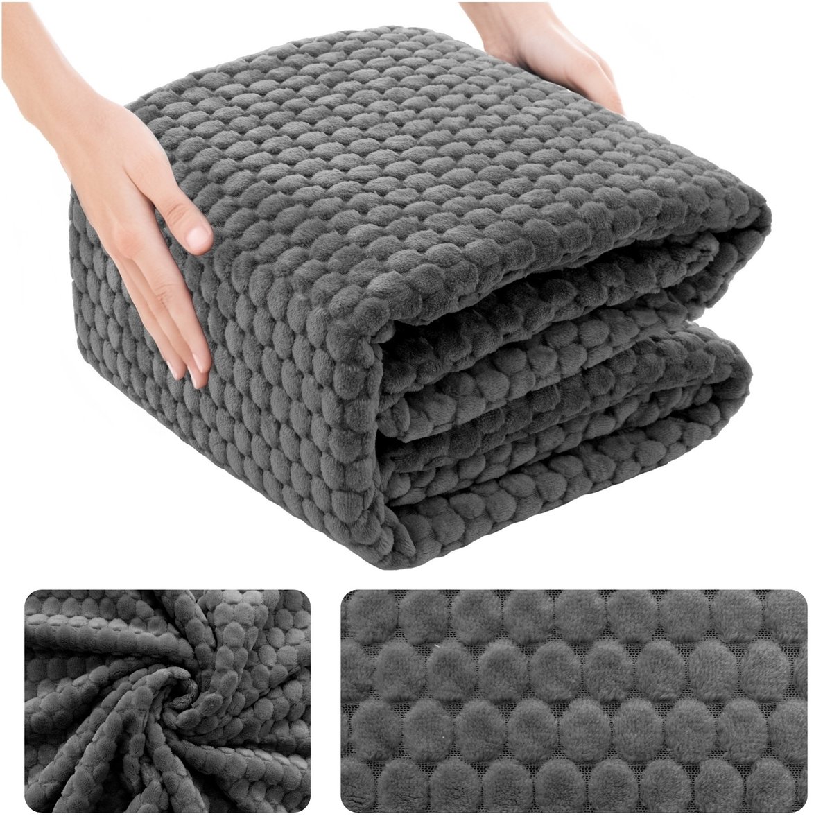 Koc z Mikrofibry 200x220 Narzuta na Łóżko Tłoczona Pluszowa Ala Koła 3D ...