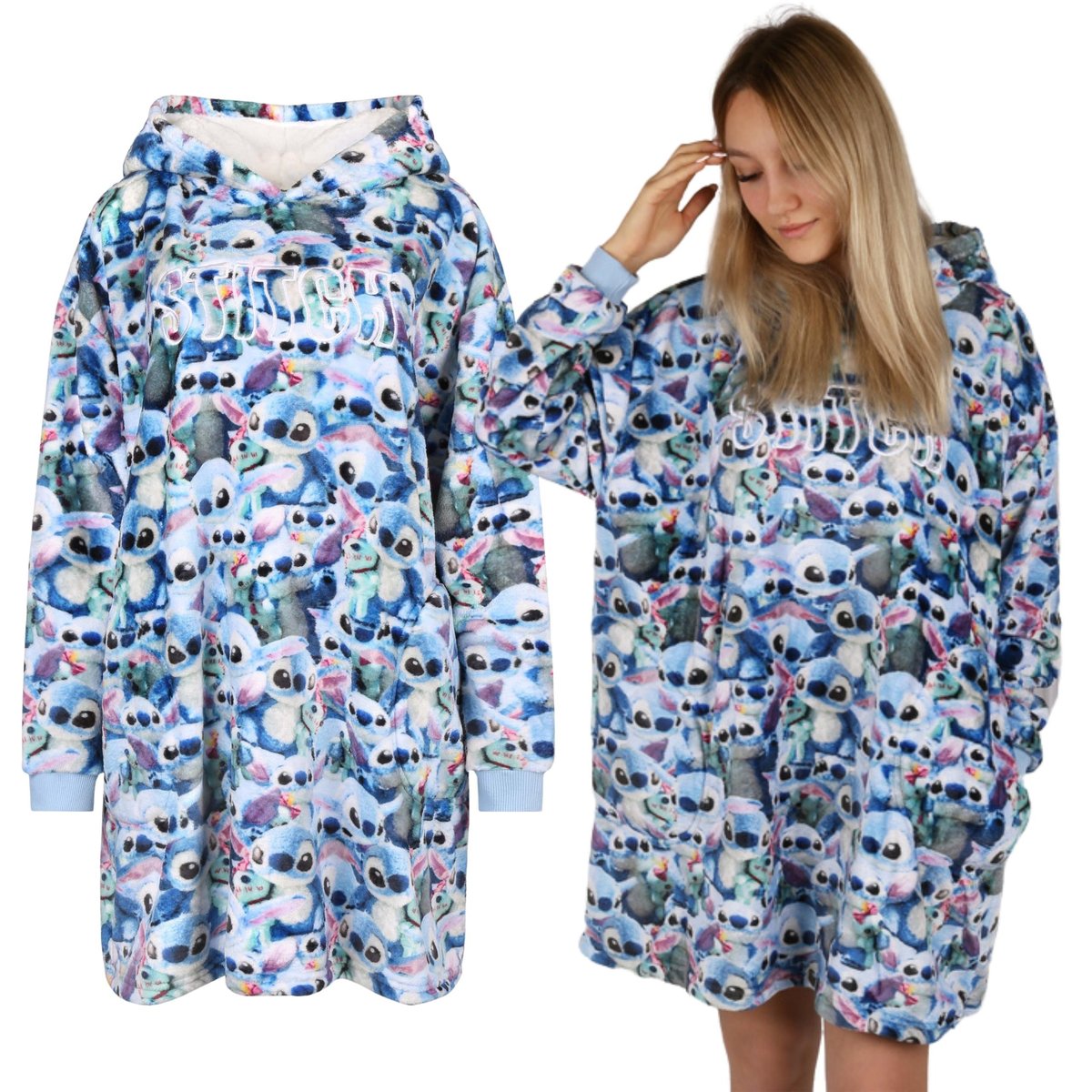 Koc z rękawami Koc bluza kocobluza Stitch, Snuddie, XS/S - Disney ...