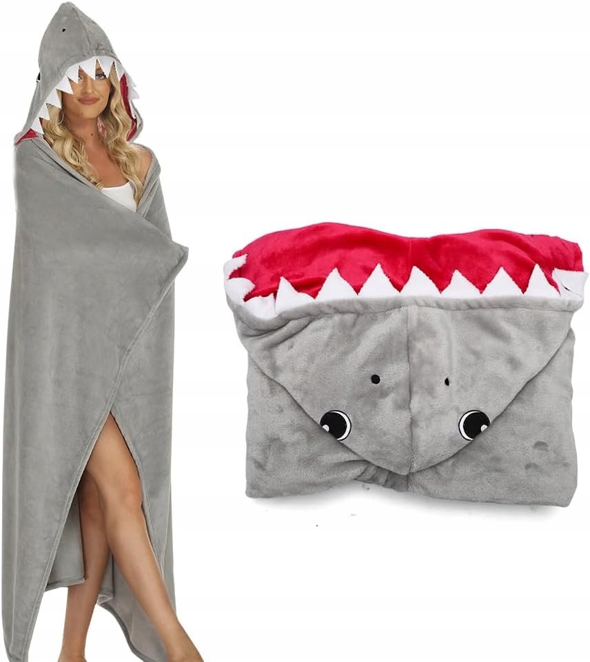 Koc Z Rekinem 150*130Cm Koc Z Kapturem Kocyk Puszysty Koc Rekin Prezent - Inna marka | Sport ...