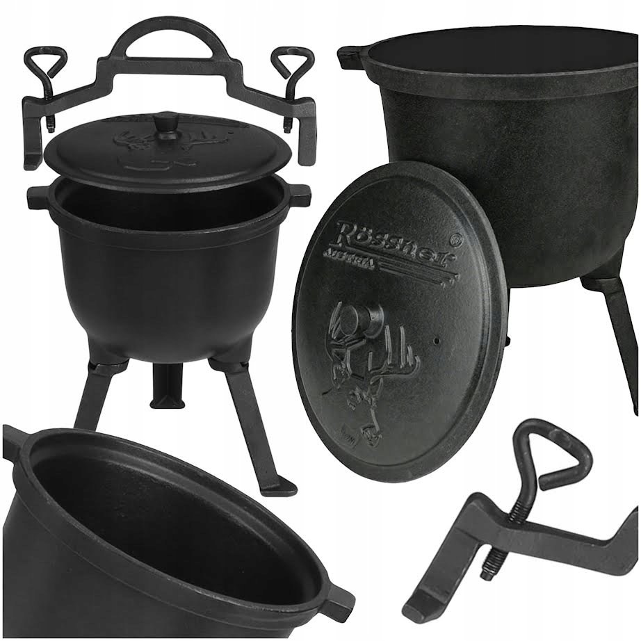 KOCIOŁEK ŻELIWNY GARNEK MYŚLIWSKI / WĘGIERSKI NA OGNISKO GRILL ...
