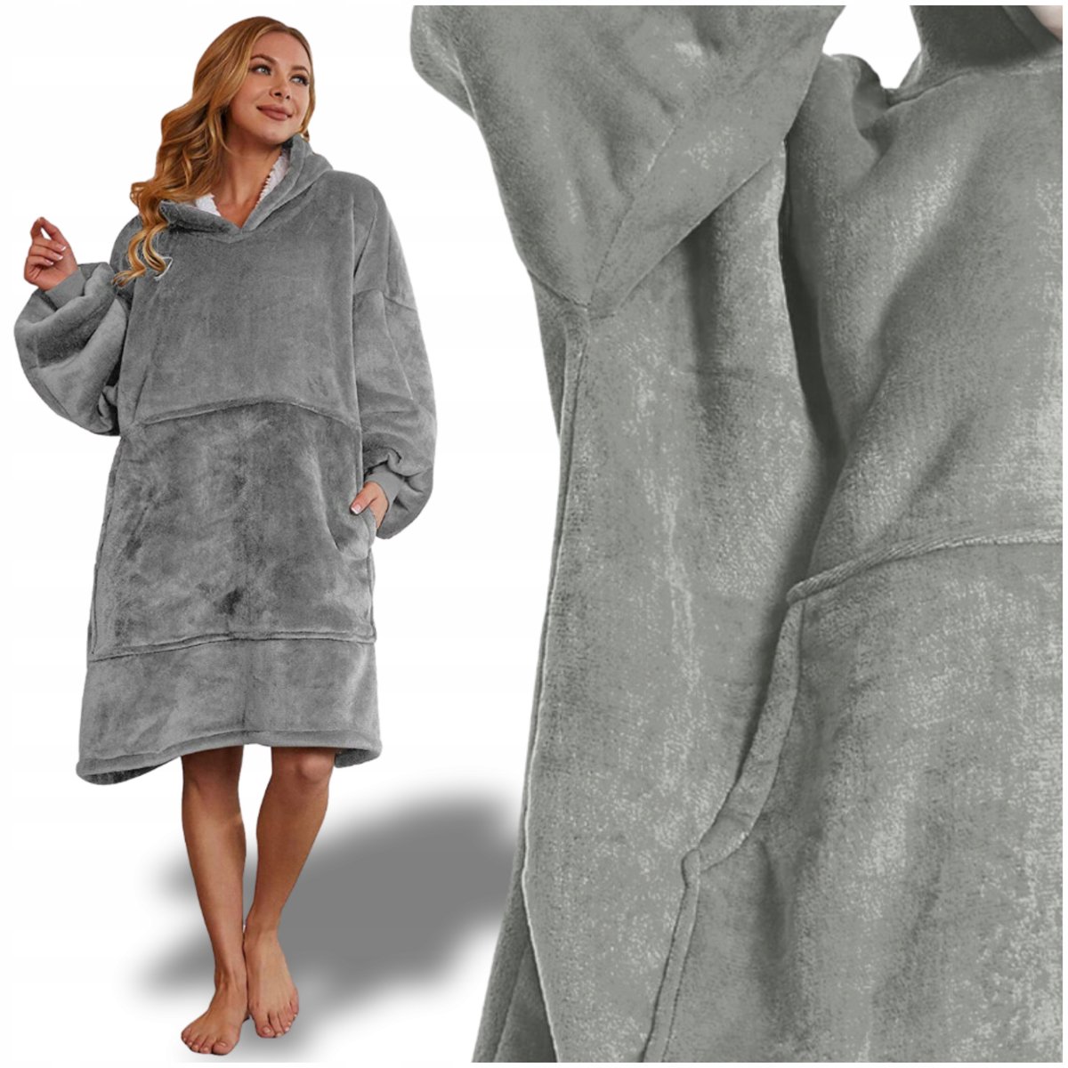 Koco Bluza Oversize Długa Ciepła Koc Bluza Damska Z Kapturem Dzień Kobiet - Avante | Sklep EMPIK.COM