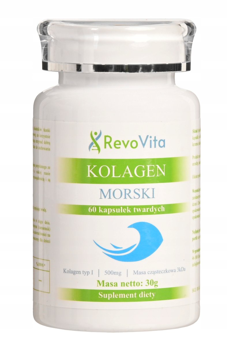 Kolagen Morski Hydrolizowany 500mg 60 kaps. Jędrna Skóra Mocne Stawy ...