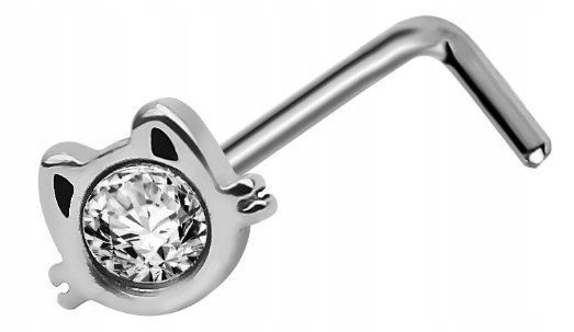 Kolczyk Do Nosa, Kotek Z Cyrkonią Nostril Ss316L - Inna marka | Moda ...