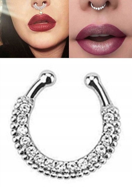 Kolczyk Do Nosa Septum Bez Przekłuwania Cyrkonie - Inna marka | Moda ...
