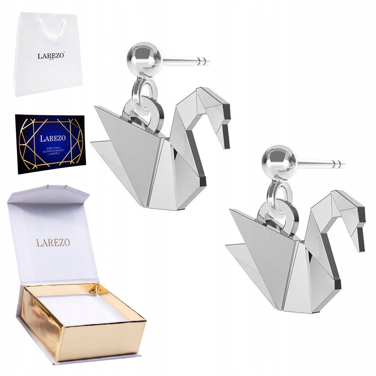 Kolczyki srebrne Łabędź Origami Łabędzie 925 - Inna marka | Moda Sklep ...