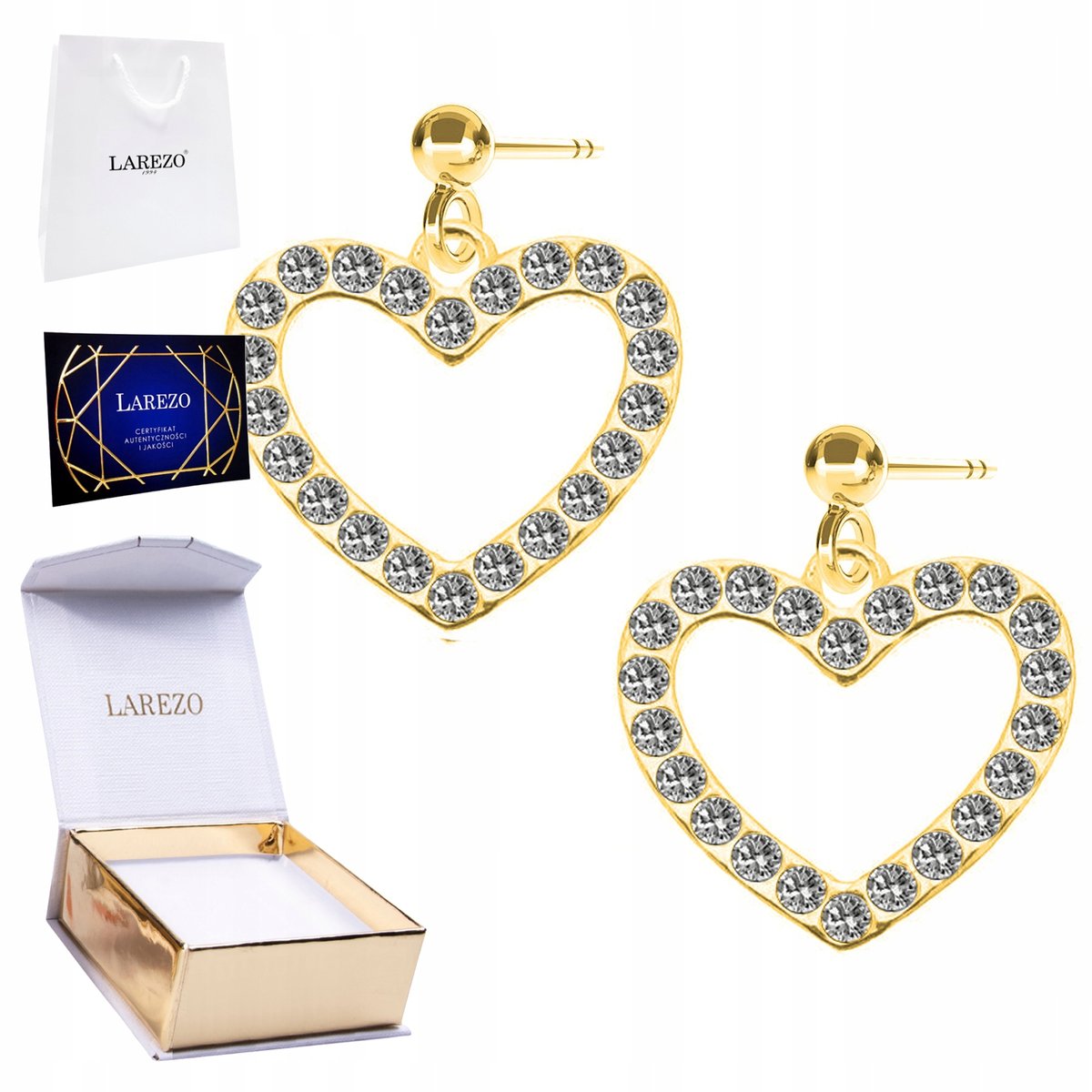 Kolczyki złote Serce Cyrkonie 925 - Inna marka | Moda Sklep EMPIK.COM
