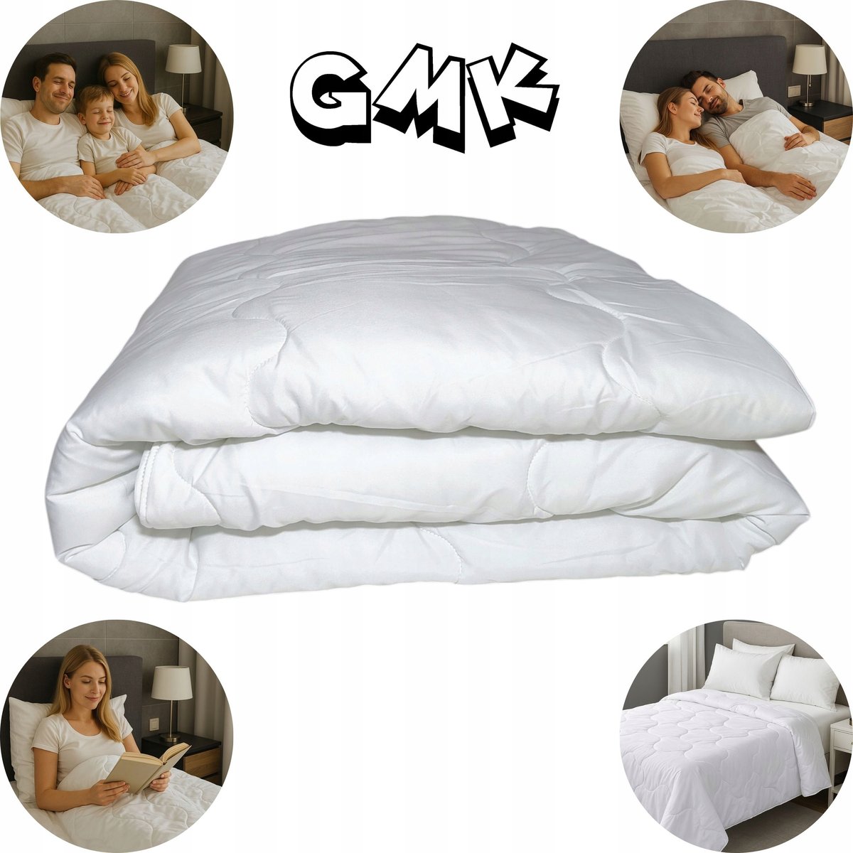 Kołdra całoroczna ciepła antyalergiczna 180×200 cm– biała, lekka ...