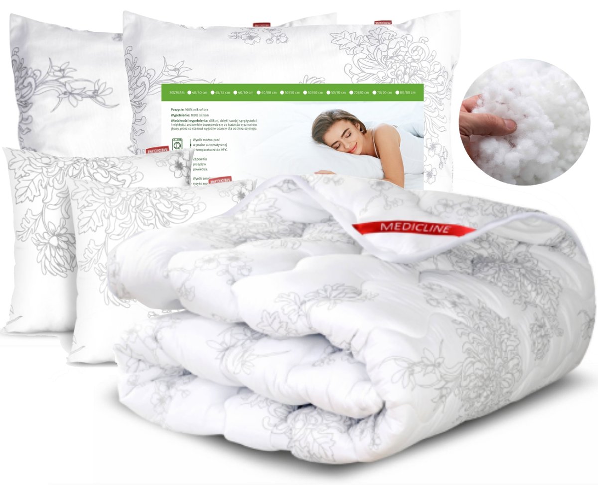 Kołdra kwiat 155/220 + 4 poduszki 70/80 i 40/40 - Marketia Home | Sklep EMPIK.COM