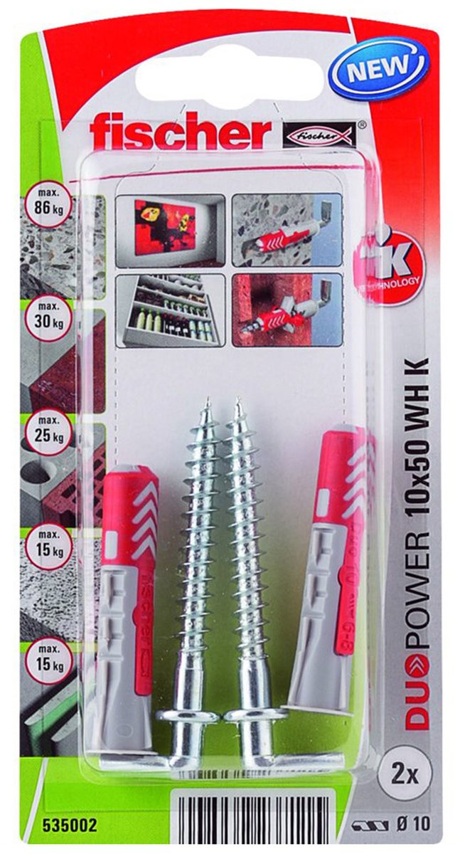 Kołek uniwersalny Fischer DUOPOWER 10X50 WH K NV z hakiem prostym ...