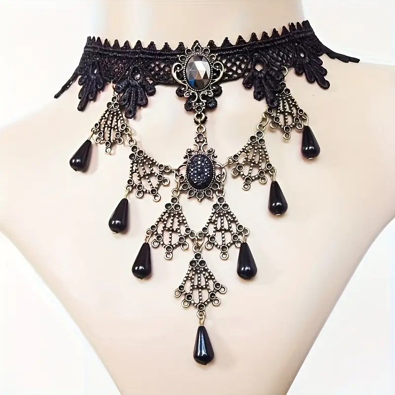 Kolia koronkowa choker naszyjnik vintage retro lolita goth alt cosplay ...