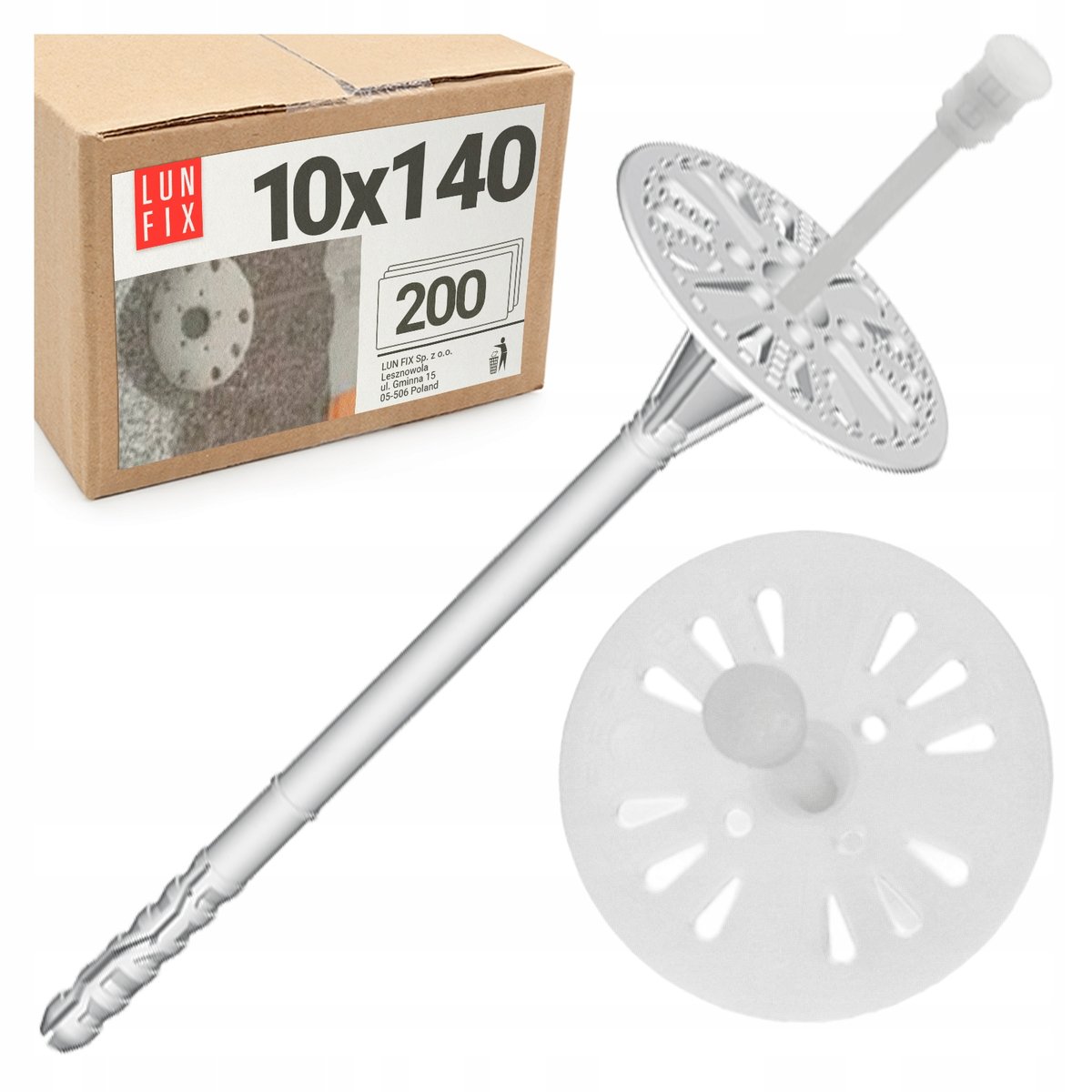 Kołki do styropianu 140 mm łącznik mocowanie dyble z trzpieniem 200szt ...