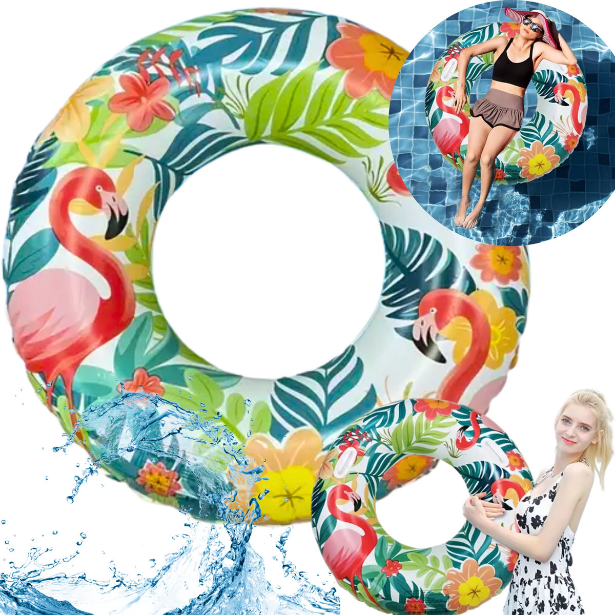 Koło do Basenu z Uchwytami Flaming B-2709 – Dmuchane, Duże 97 cm, Otwór ...