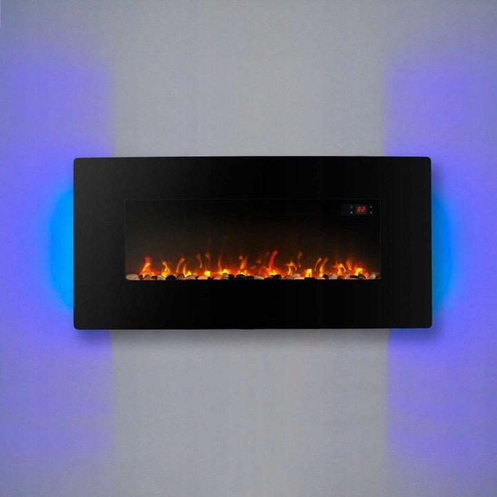 Kominek Elektryczny LED Wiszący Funkcja Grzania 91 cm Długości , Szyba ...