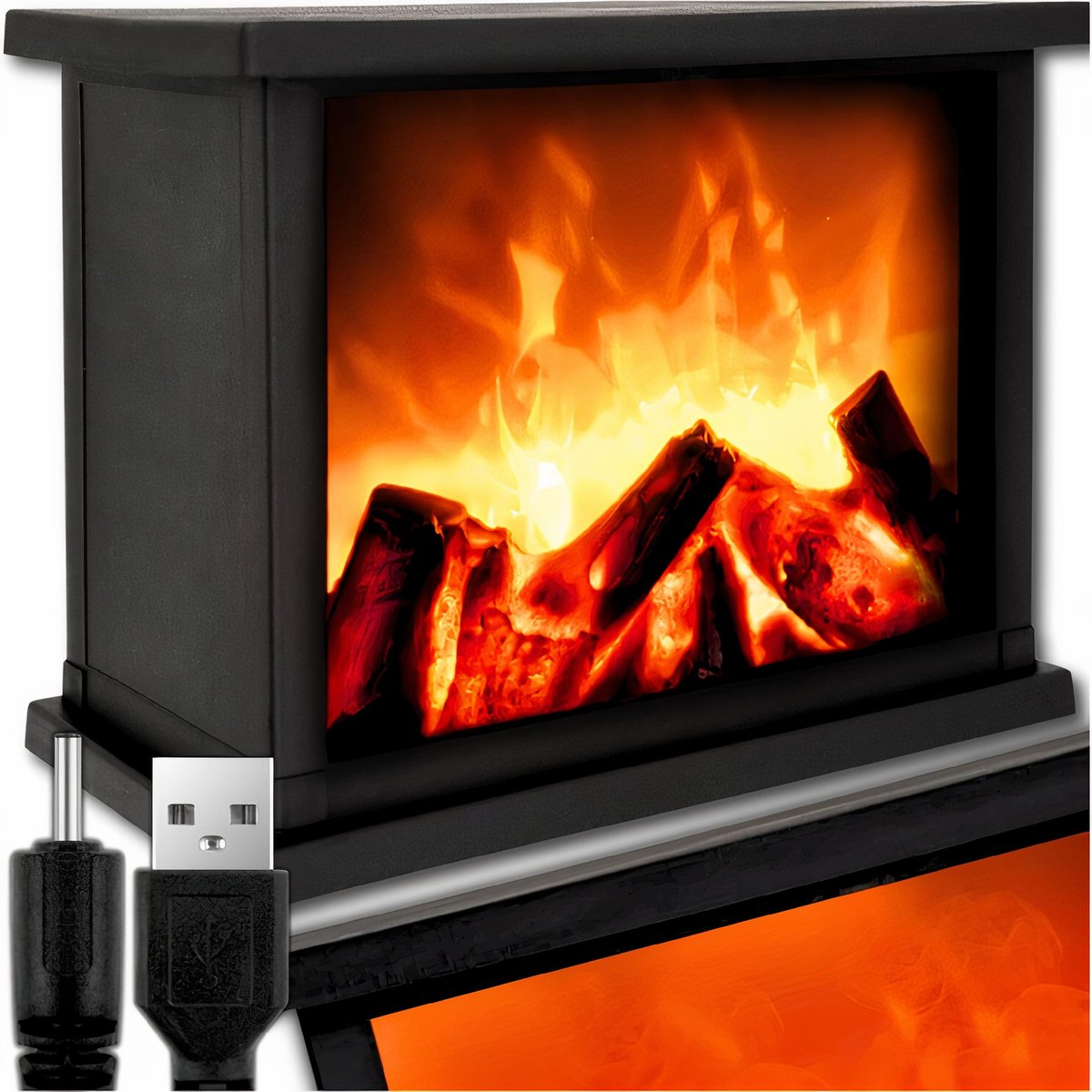 KOMINEK LED LAMPION Z OGNIEM 3D RUCHOMY PŁOMIEŃ LAMPA DEKORACJA zima ...