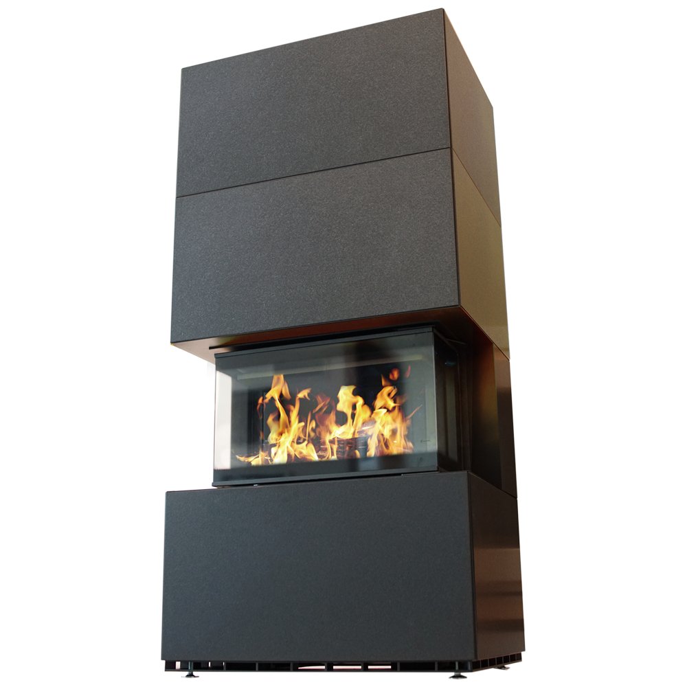 Kominek powietrzny NBC 7 kW Ø 160 w zabudowie modułowej Black - Kratki ...