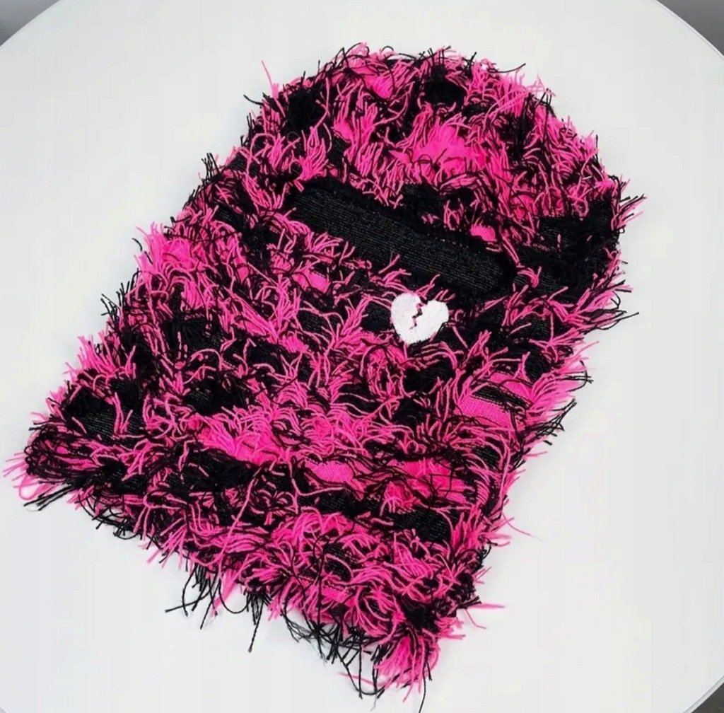 Kominiarka balaklawa czarno różowa yeat maska drill streetwear Y2K ...
