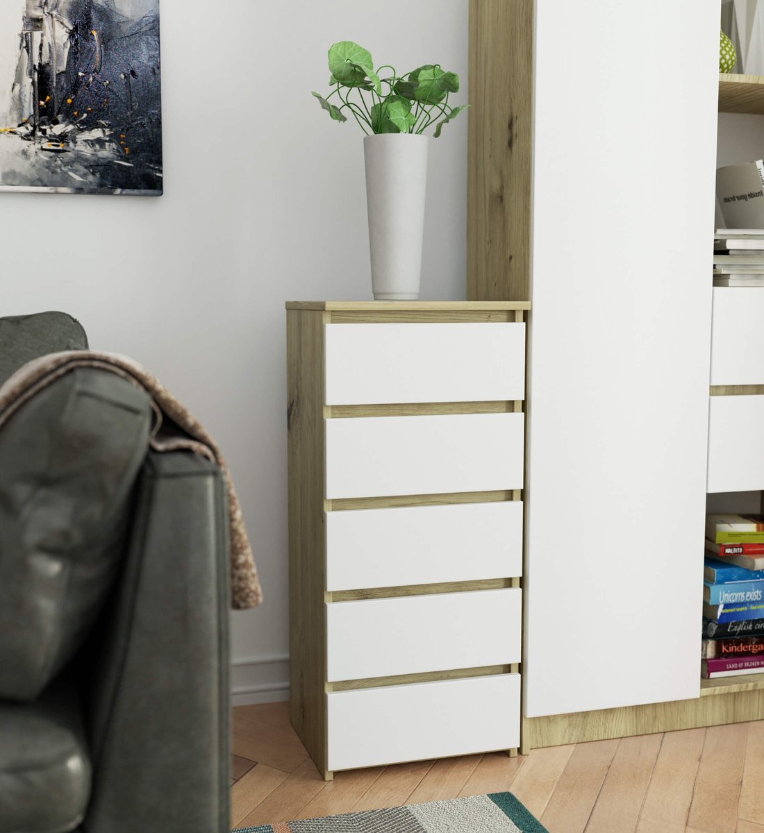 Komoda Gst-Cl5 40Cm 5 Szuflad Dä…B Artisan / Biaĺ‚Y - brak informacji ...