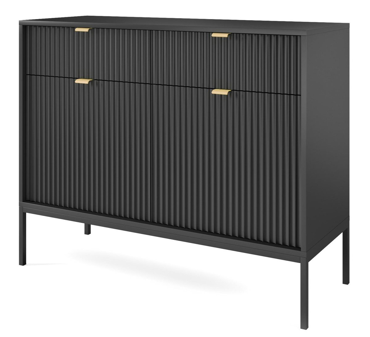 Komoda Loftowa Czarna Nova KSZ-104C z Złotymi Detalami - Piaski | Sklep EMPIK.COM