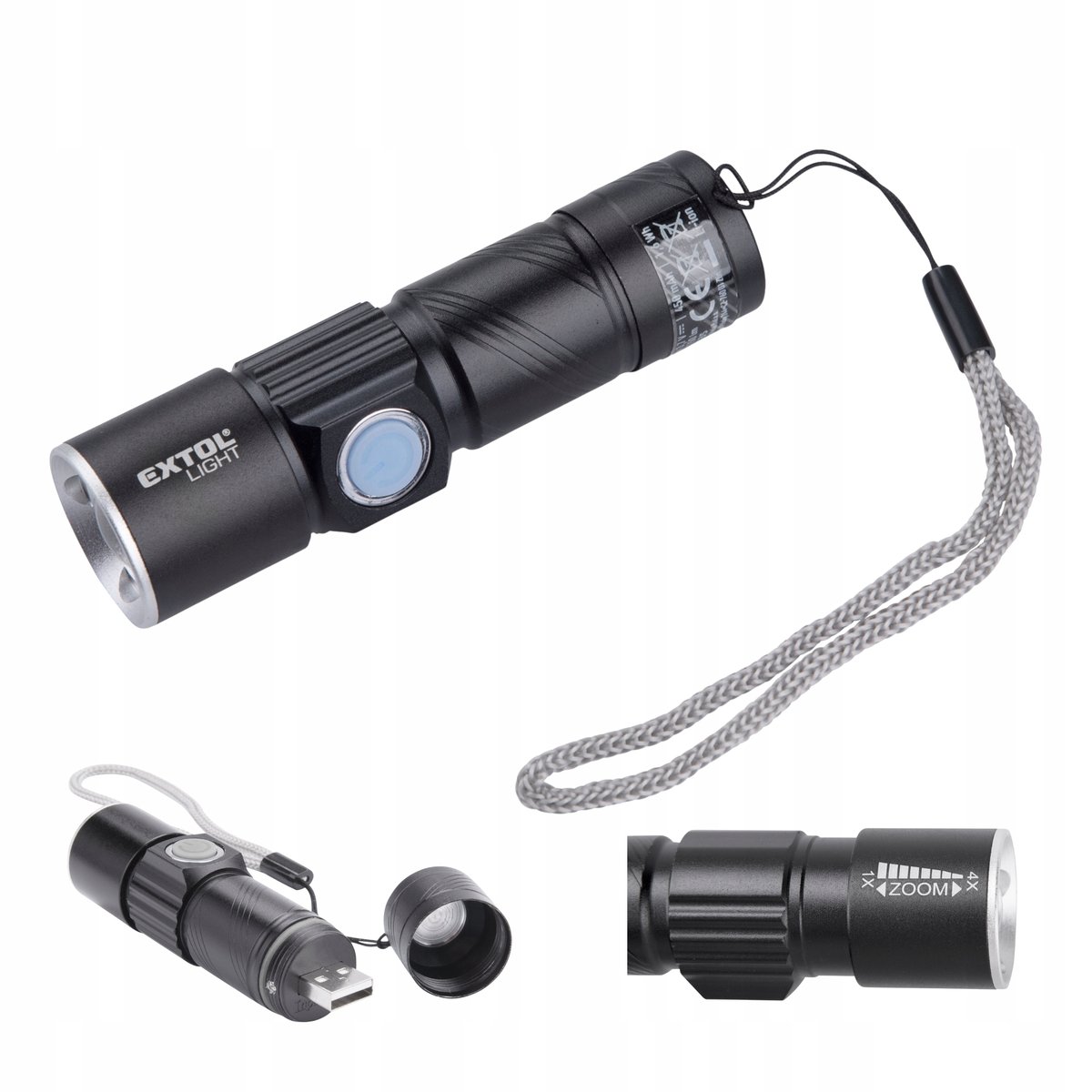 Kompaktowa latarka taktyczna mini mała LED akumulatorowa 450mAH 3W 150 ...