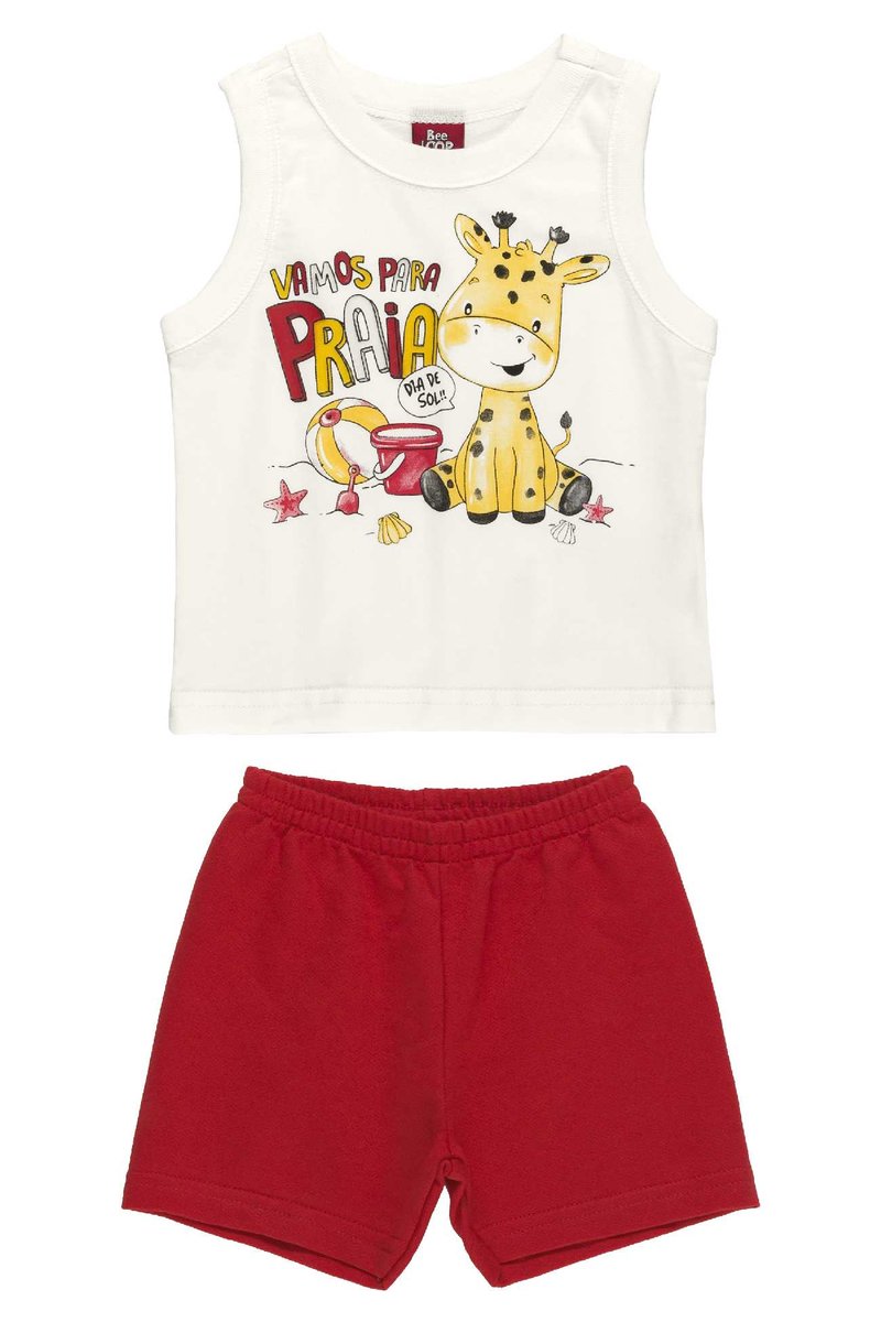 Komplet chłopięcy, bluzka bez rękawów i krótkie spodenki, biały/Bee Loop - Inny producent ...
