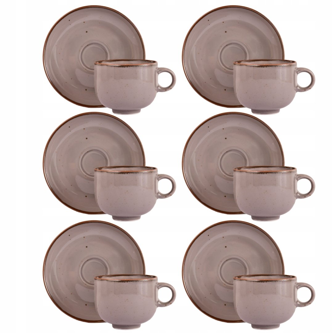 KOMPLET FILIŻANEK 260 ML ZE SPODKAMI 15,5 CM RUSTIC GREY NA 6 OS 12 EL - BOGUCICE | Sklep EMPIK.COM