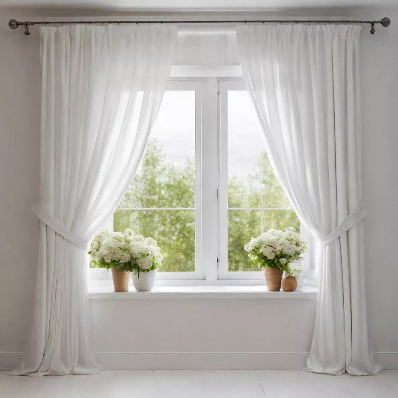 Komplet firanek woal z lamówką Pletina 2x(150x250)cm biały - Wisan | Sklep EMPIK.COM