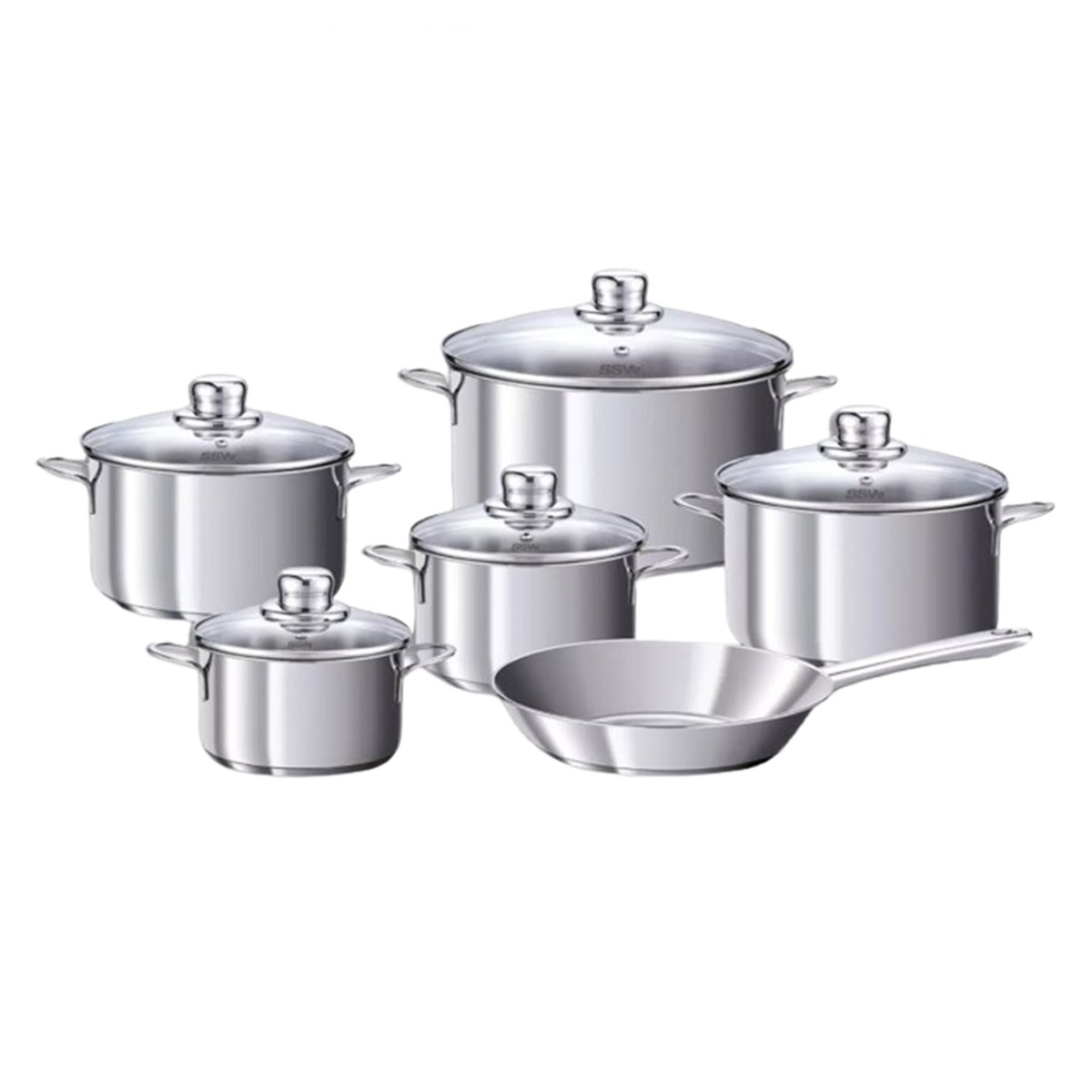 Komplet garnków na indukcję gaz stal nierdzewna Zestaw 11 elementów Peperoni SSW - SSW | Sklep ...