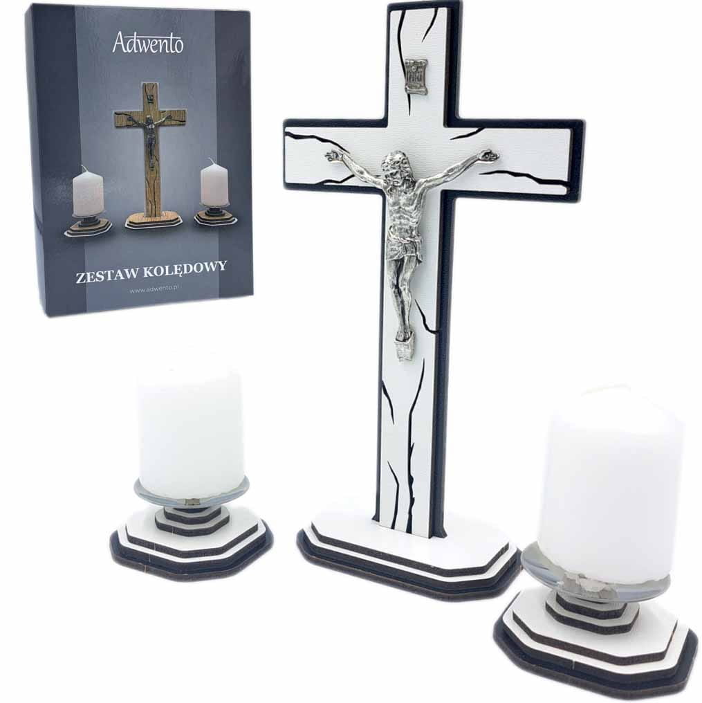 Komplet Kolędowy Biało-Czarny | Zestaw na kolędę z białym krzyżem ...