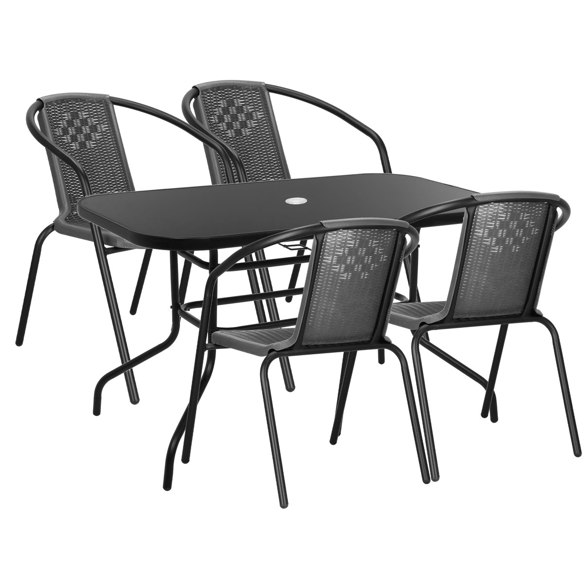 Komplet mebli ogrodowych stół 140x80 cm prostokątny i krzesła metalowe 4 szt. zestaw na balkon ...