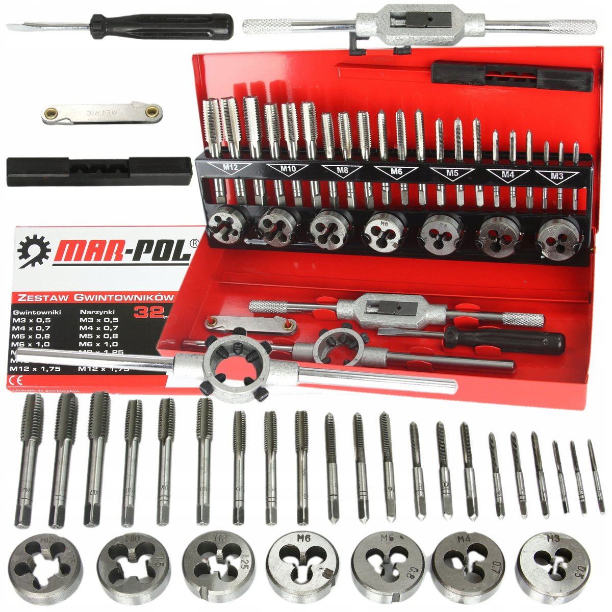 Komplet Narzynek Gwintowniki Narzynki Zestaw Do Gwintowania 32 Elem M55873 - MAR-POL | Sklep ...