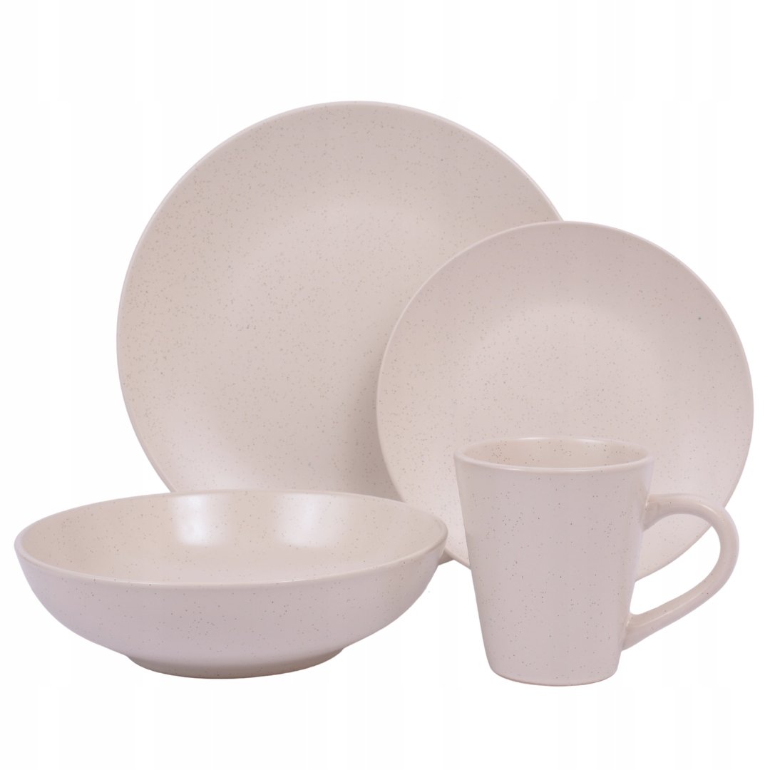 KOMPLET OBIADOWY SERWIS OBIADOWY TALERZE KUBKI 24 EL NA 6 OS ECRU MATOWY - inna (Inny) | Sklep ...