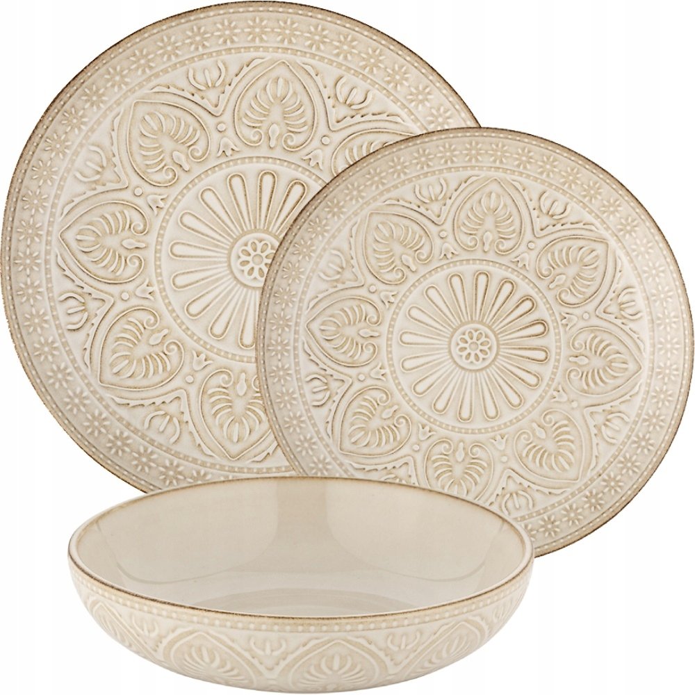 KOMPLET PORCELANA ZESTAW SERWIS OBIADOWY TALERZE 18el 6 OSÓB WZÓR ...