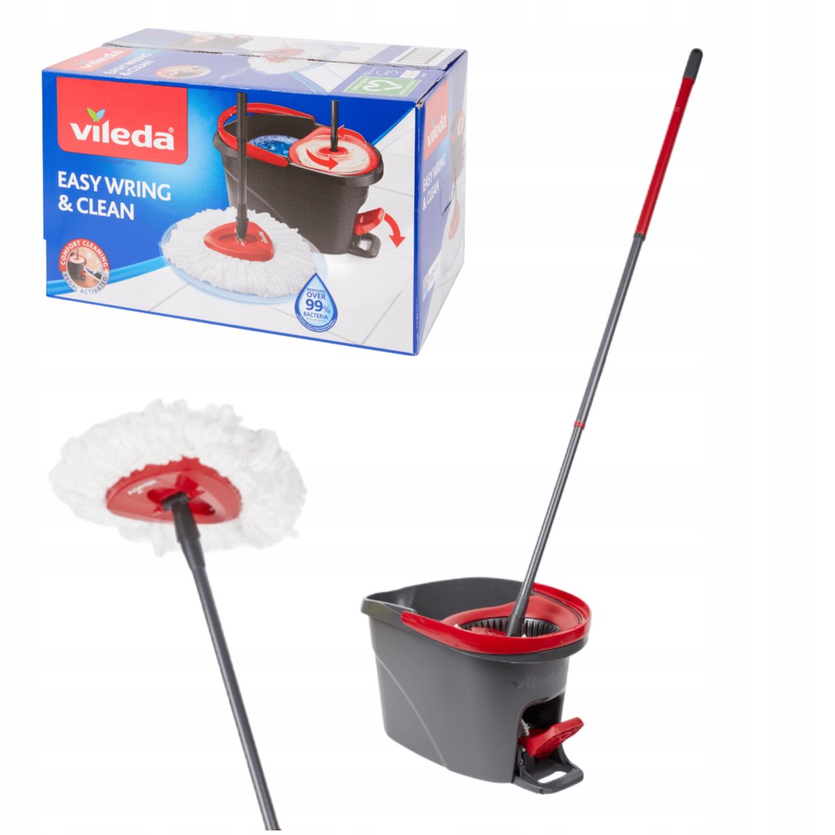 Kompletny Zestaw Vileda Obrotowy Mop Z Wiadrem Na Pedał Do Mycia ...