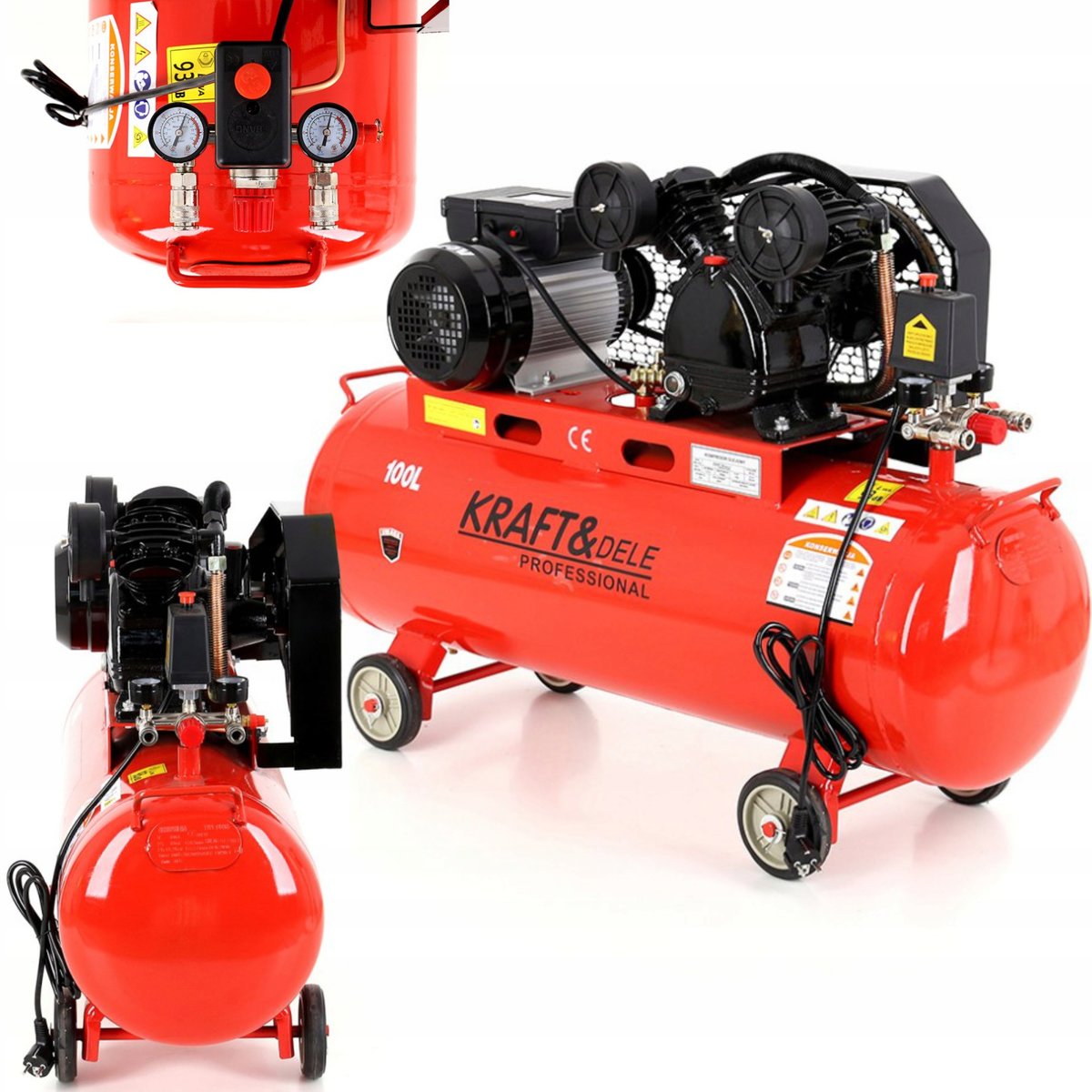 Kompresor Olejowy Sprężarka 100L 230V 3,8Km V2 8 Bar New Model 2 Tłoki ...