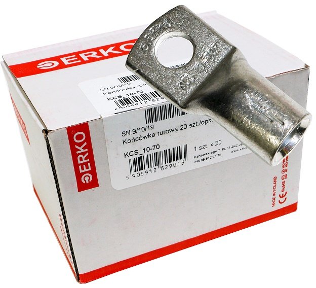 Końcówka oczkowa rurowa KCS CU 70mm M10 20szt ERKO - ERKO | Sklep EMPIK.COM