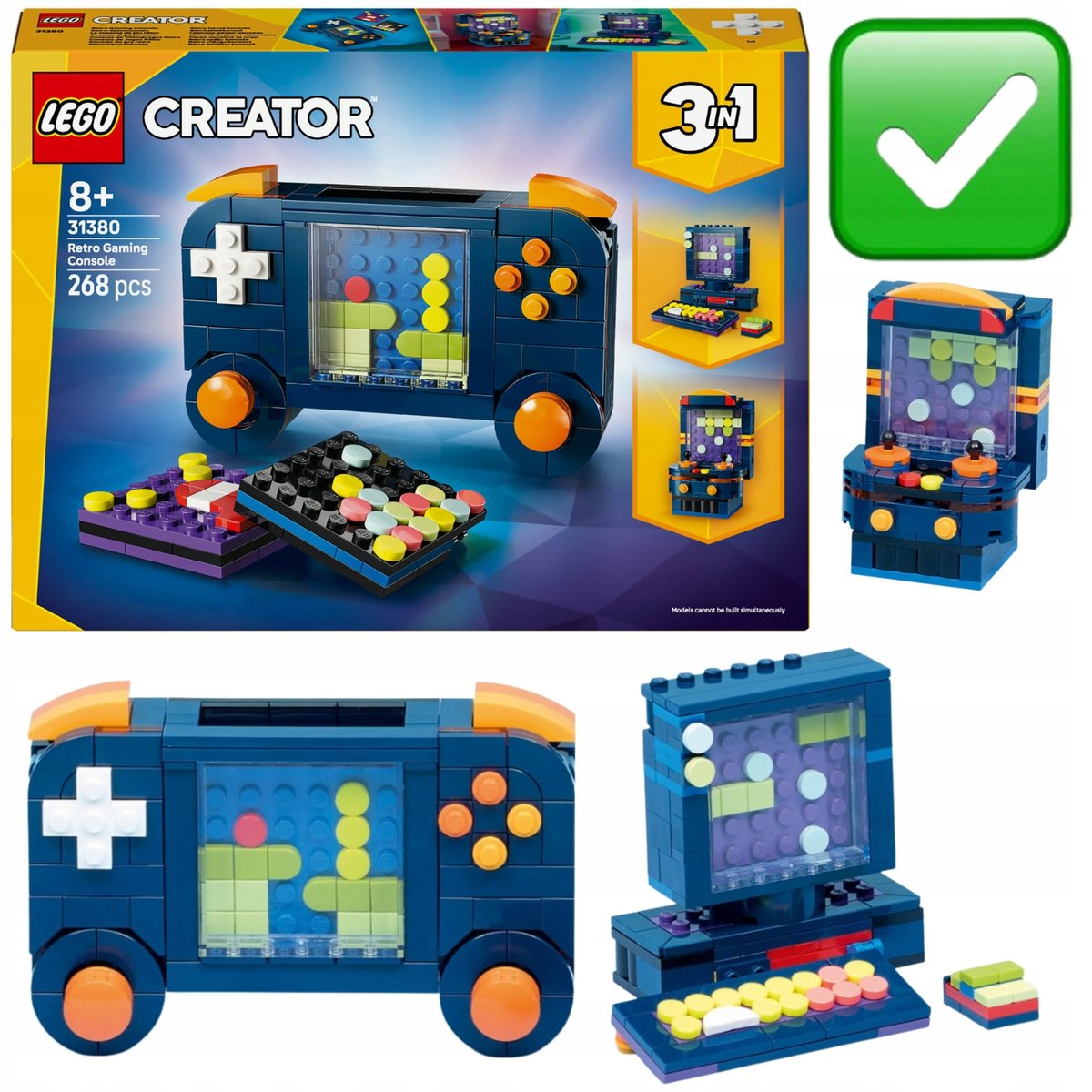 KONSOLA DO GRY RETRO LEGO CREATOR 3w1 31380 NOWY ZESTAW PREZENT DLA ...