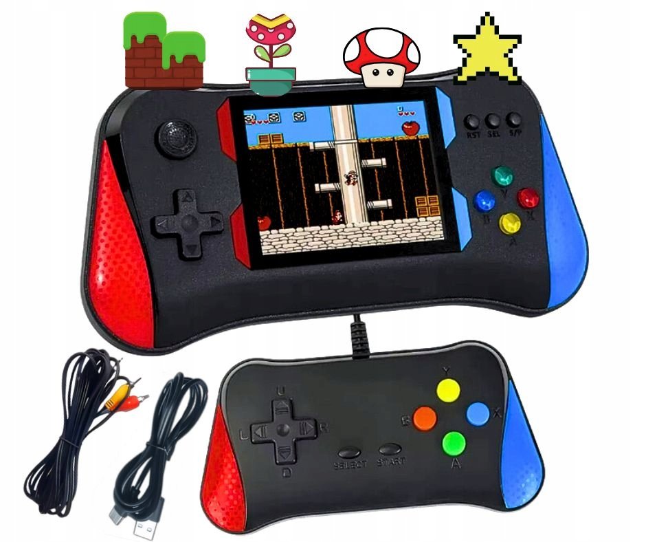KONSOLA PRZENOŚNA DLA DZIECI MINI 500 GIER DO TV + PAD DO GRY NA DWIE ...