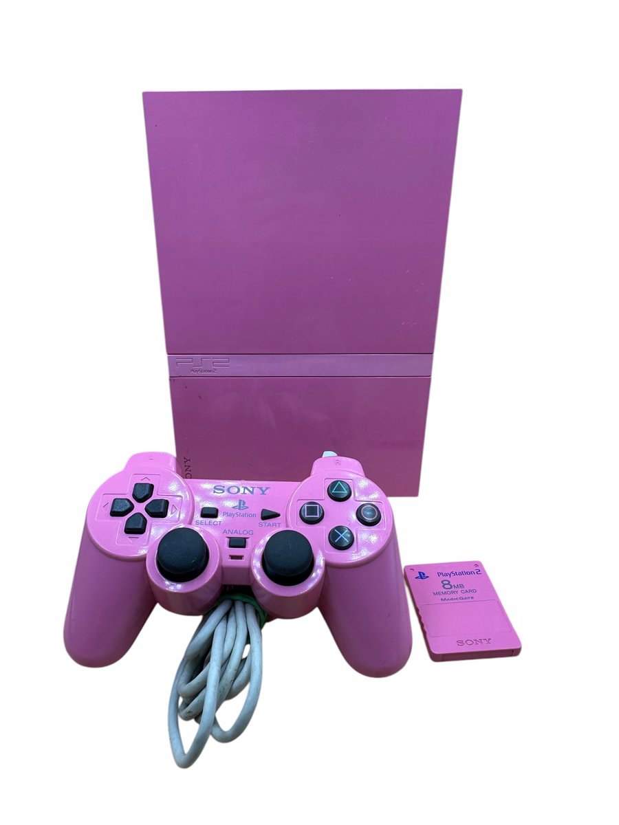Konsola SONY PS2 PLAYSTATION 2 slim różowa pink Komplet Karta Pad Kable ...