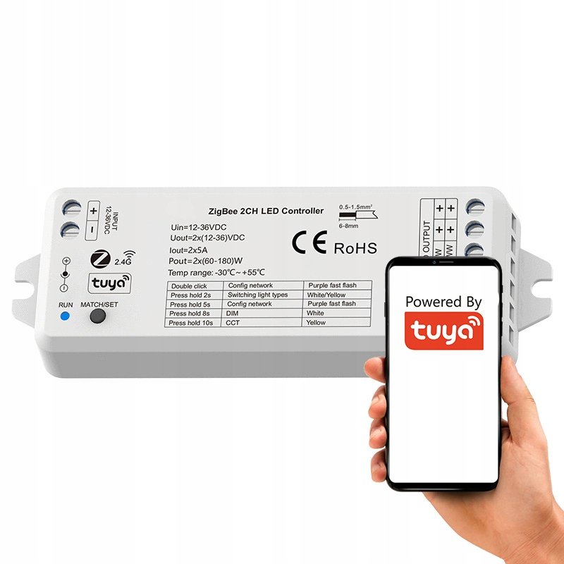 Kontroler LED MONO CCT 2*5A 12-36V Przełącznik Seria SD ZigBee+RF HUE TUYA - Tuya | Sklep EMPIK.COM