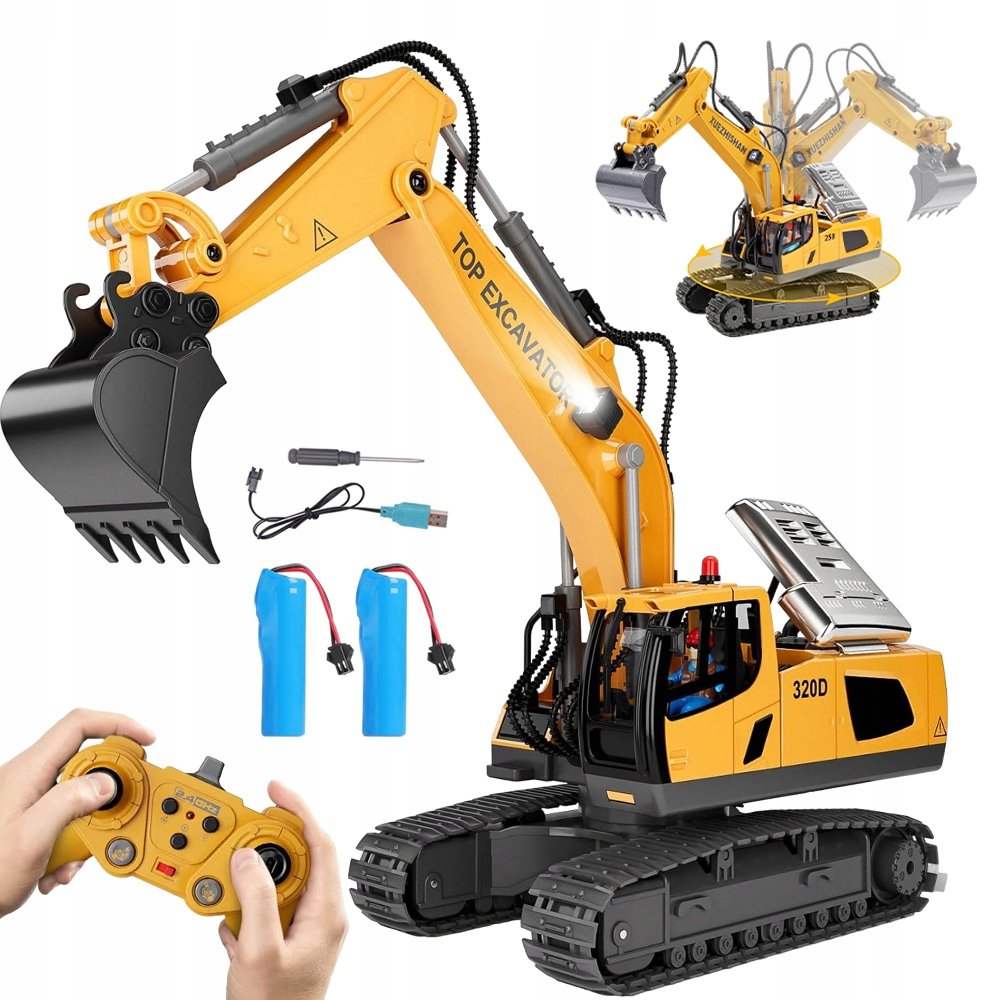 KOPARKA GĄSIENICOWA ZDALNIE STEROWANA DLA DZIECI ZABAWKA NA PILOT + 2 ...