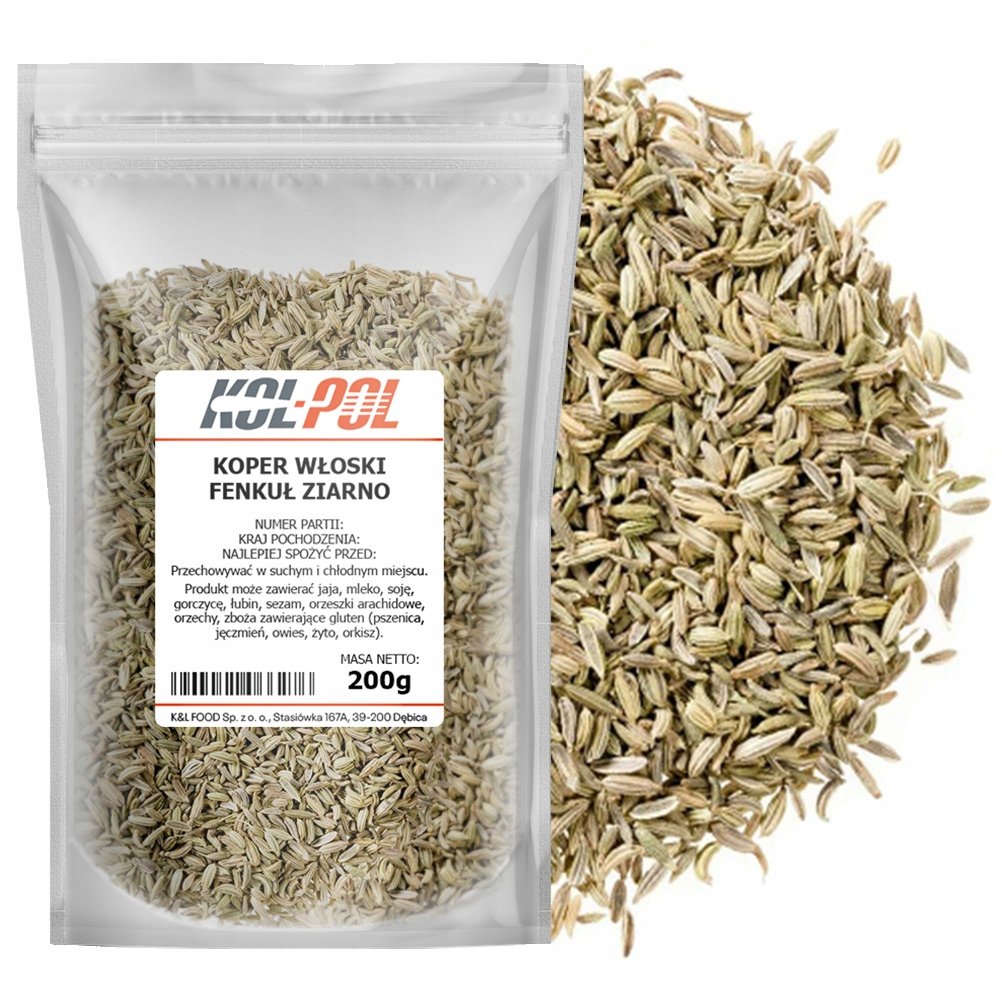 KOPER WŁOSKI ZIARNO 200g Fenkuł całe nasiona aromatyczna przyprawa Kol ...