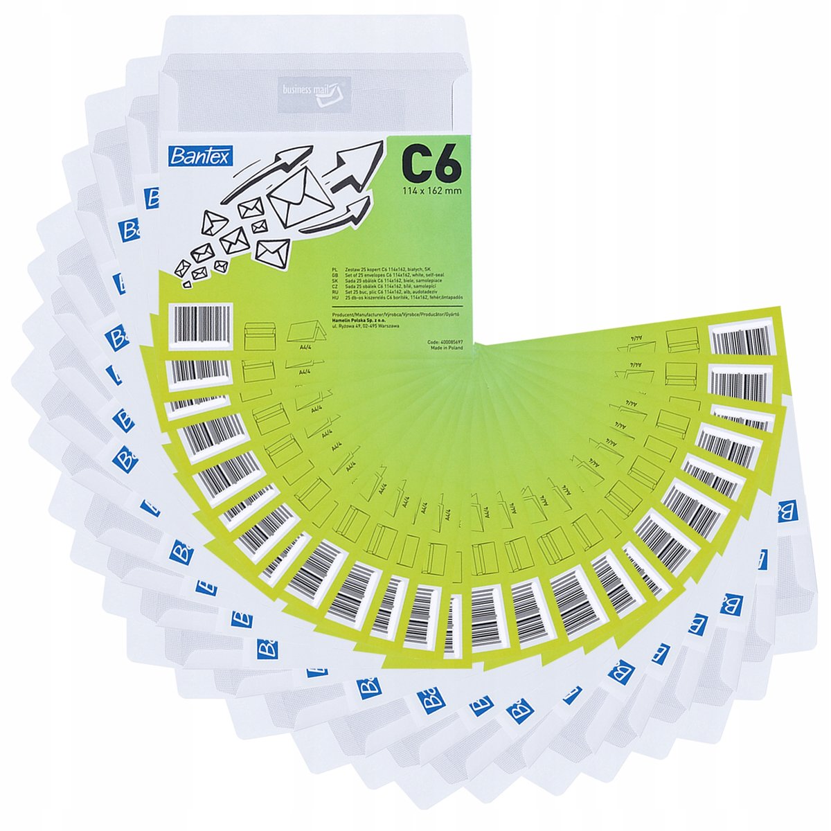 Koperta C6 Biała SK 114x162mm BANTEX 25 szt. - Bantex | Sklep EMPIK.COM