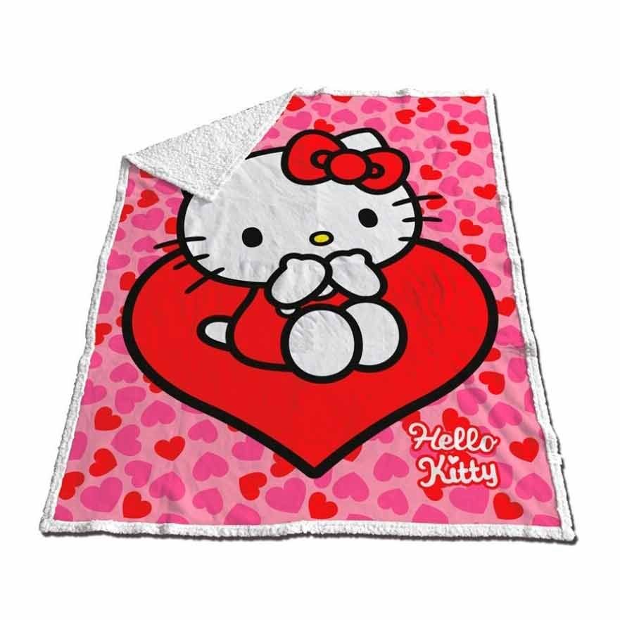 Koralowa kołdra sherpa z motywem Hello Kitty 120x150 cm - Sanrio | Sklep EMPIK.COM