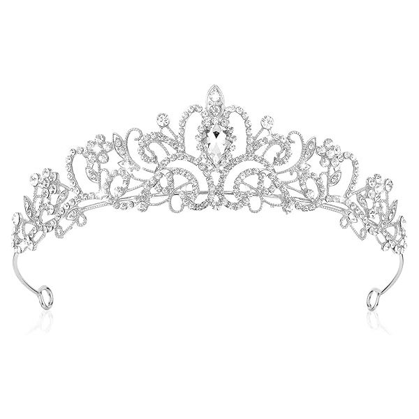 Korona Tiara Ślubna Elegancka z Kryształkami Kolor Srebrny | Sklep ...