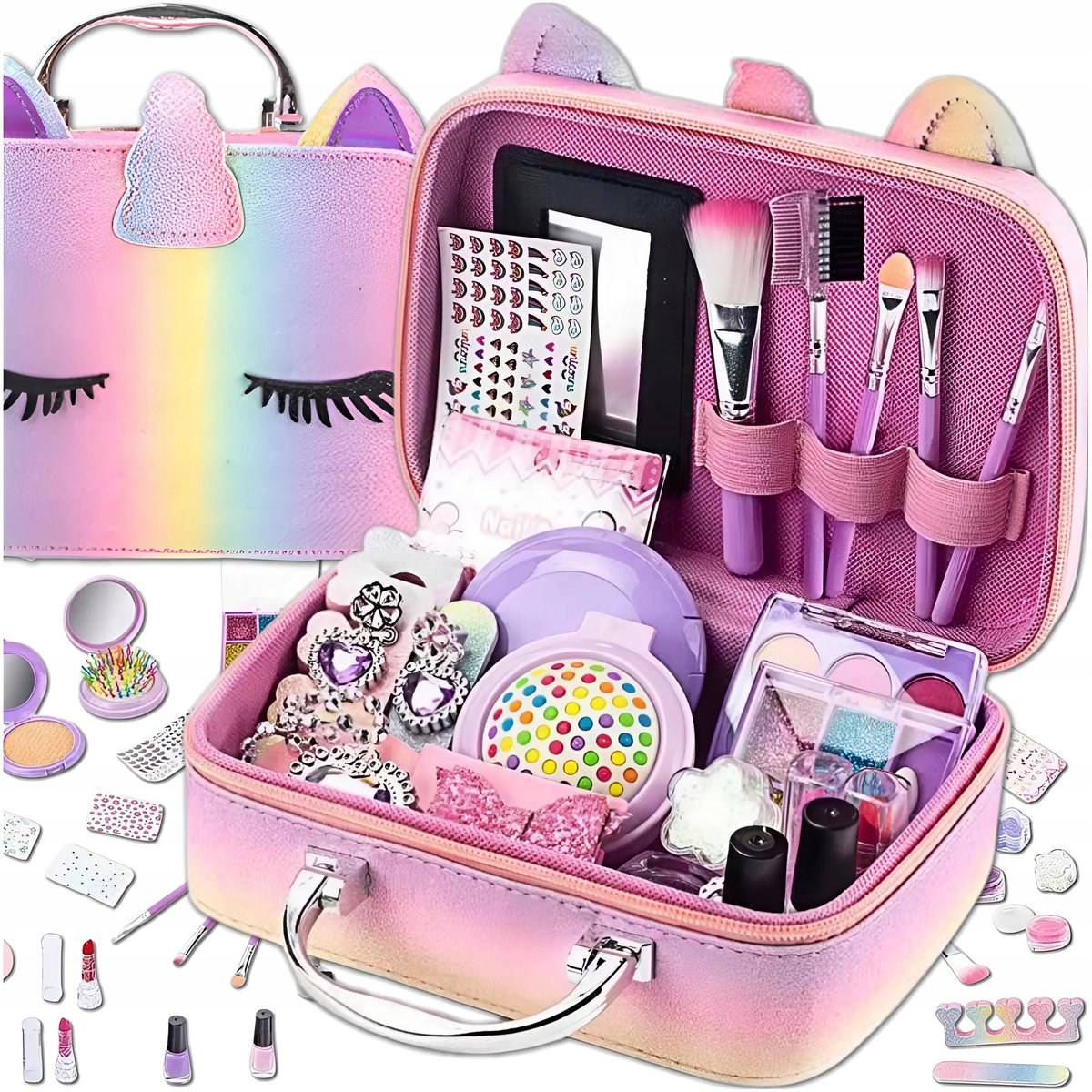 Kosmetyki zestaw do makijażu dla dzieci kuferek make up jednorożec cienie - Memflow | Sklep ...
